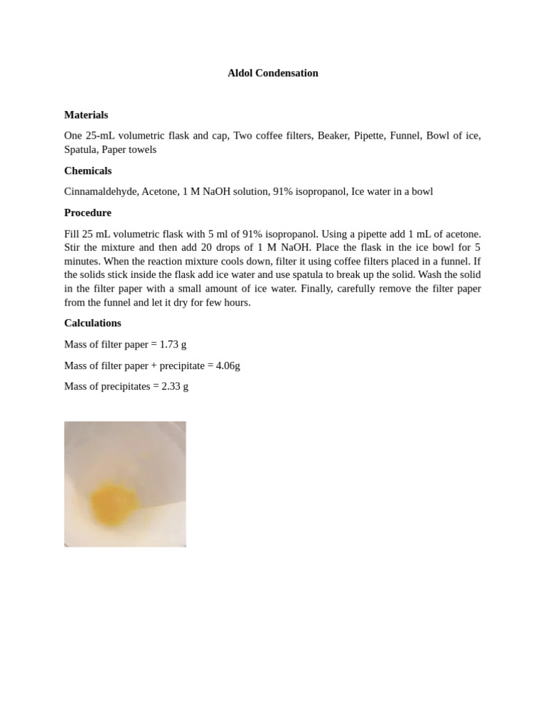 Lab Report-Aldol Condensation | PDF