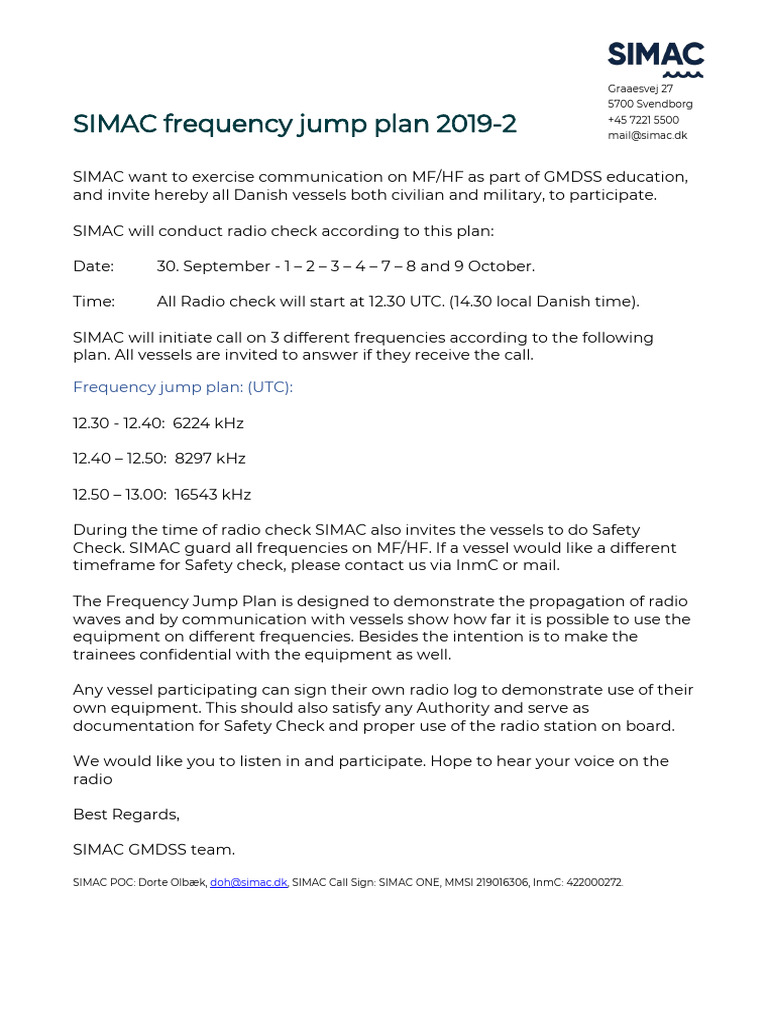 SIMAC Frequency Jump Plan 2019-2 DK - UK | PDF | Wireless | Physical ...