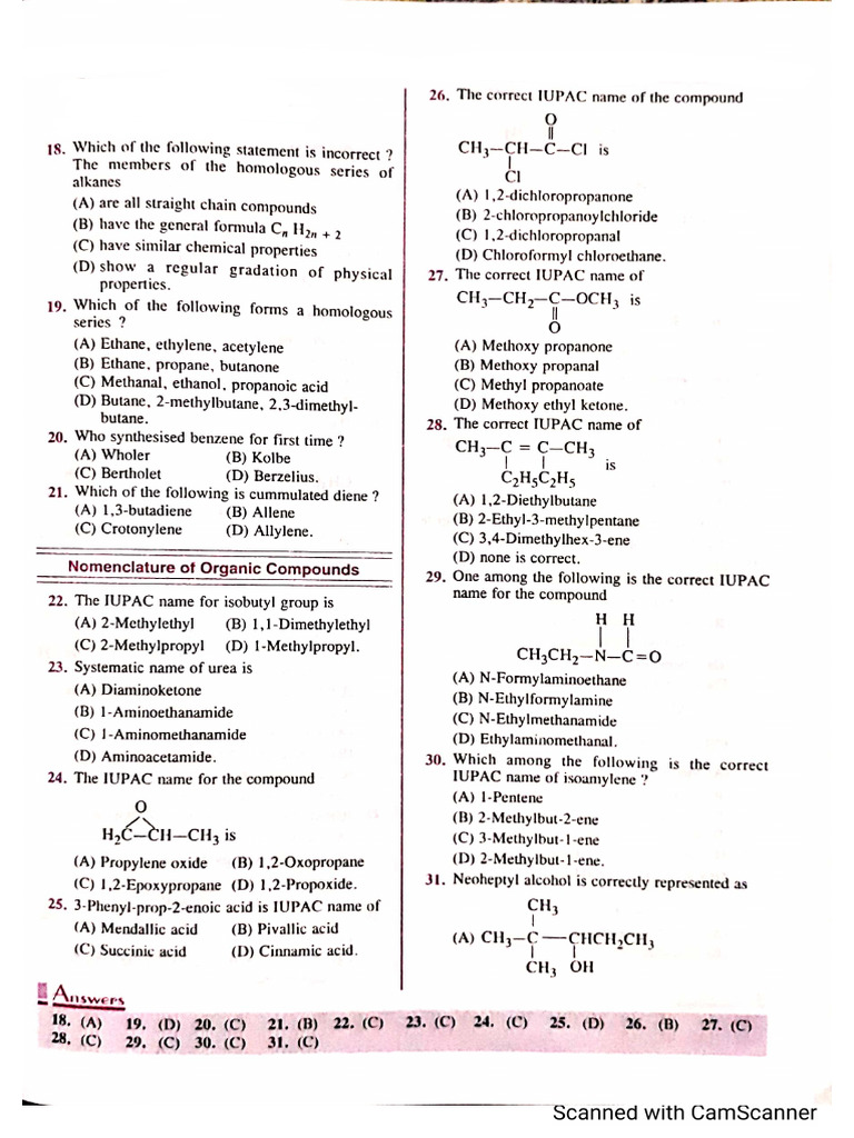 GOC, Isomerism, Nomenclature 11th Worksheet | PDF