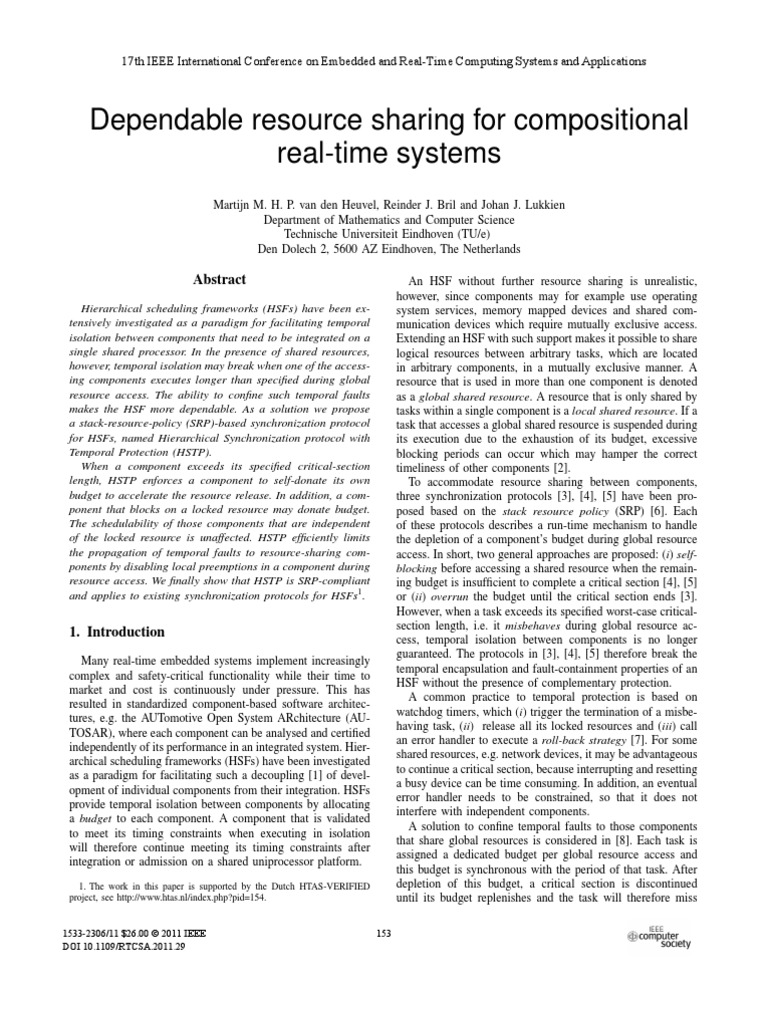 Dependable Resource Sharing For Compositional Real Time Systems Pdf Scheduling Computing