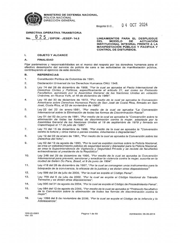 D.O.T 025 Del 041024 - DIPON JESEP - MANIFESTACIÓN PÚBLICA | PDF