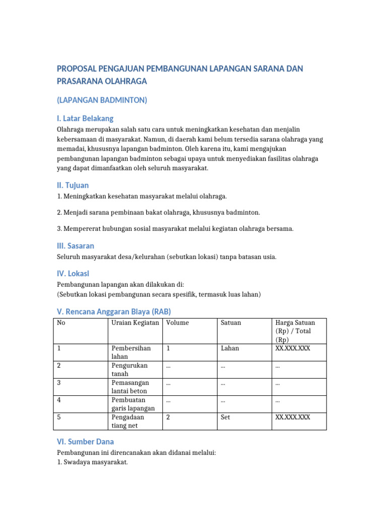Proposal_Pembangunan_Lapangan_Badminton | PDF