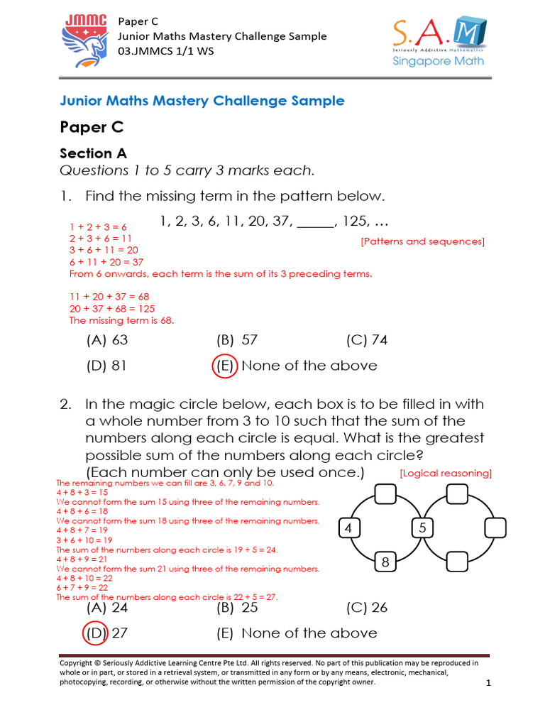 JMMC Paper C (L3) SAMPLE WS | PDF