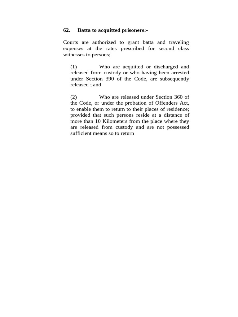 Batta To Acquitted Prisoners | PDF