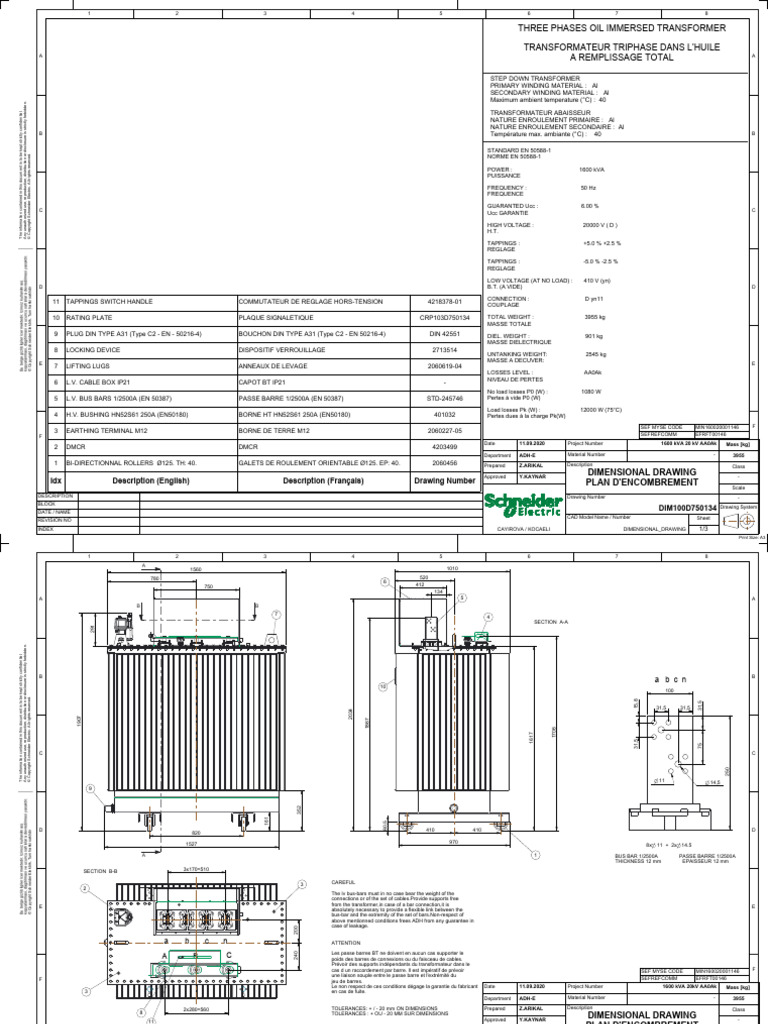 Minera-1600 kVA - 20 KV EcoD 2021 | PDF | Transformer | Power Engineering