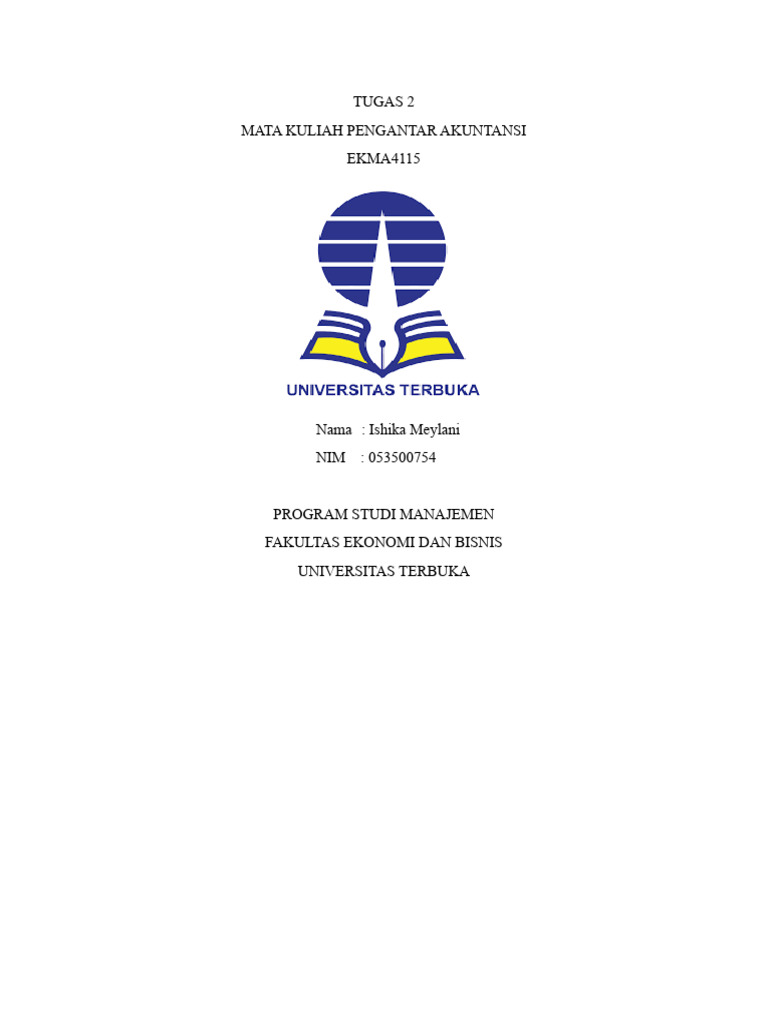 Jawaban Tugas 2 Sesi 5 Matkul Pengantar Akuntansi EKMA4115 | PDF
