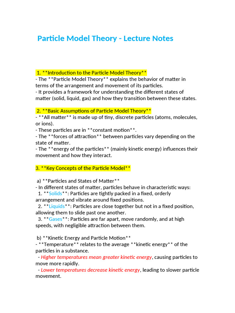 LN Particle Model Theory | PDF | Gases | Liquids