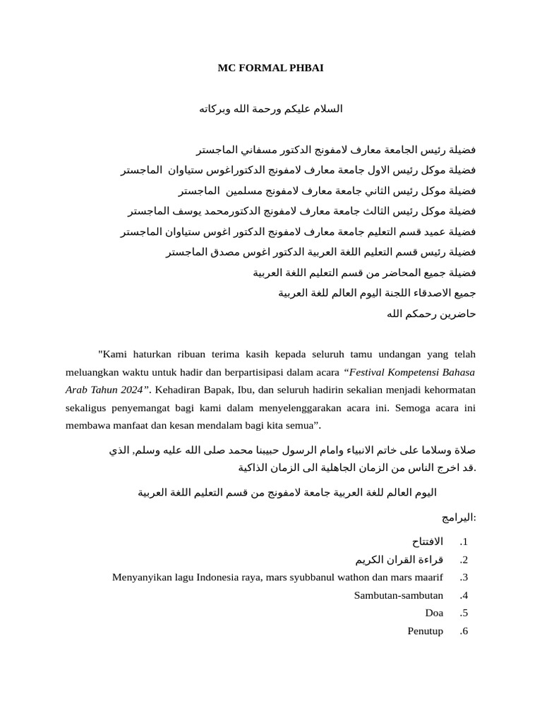 Teks MC Formal | PDF