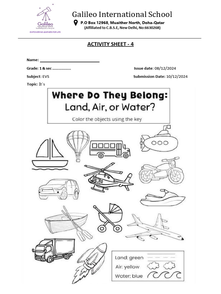EVS Activity Sheet Grade 1 Edited | PDF