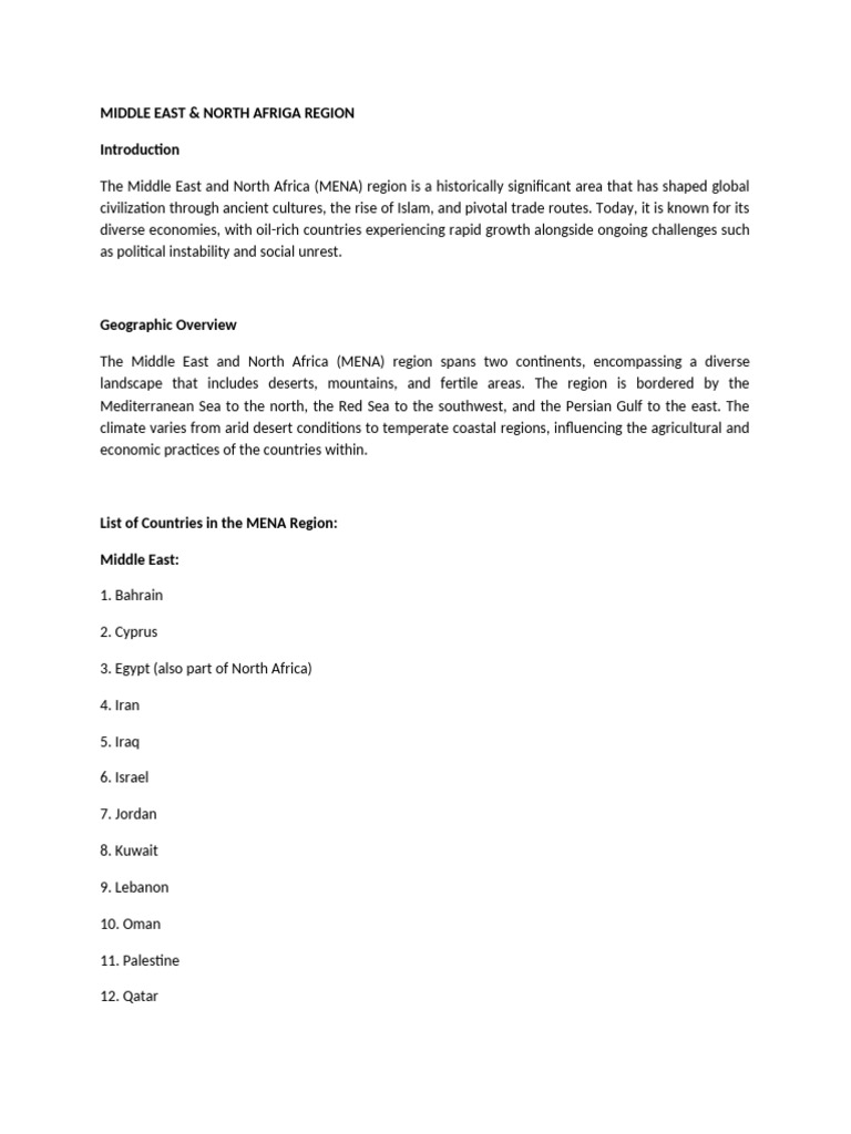 Middle East & North Africa | PDF | Middle East | Arab World