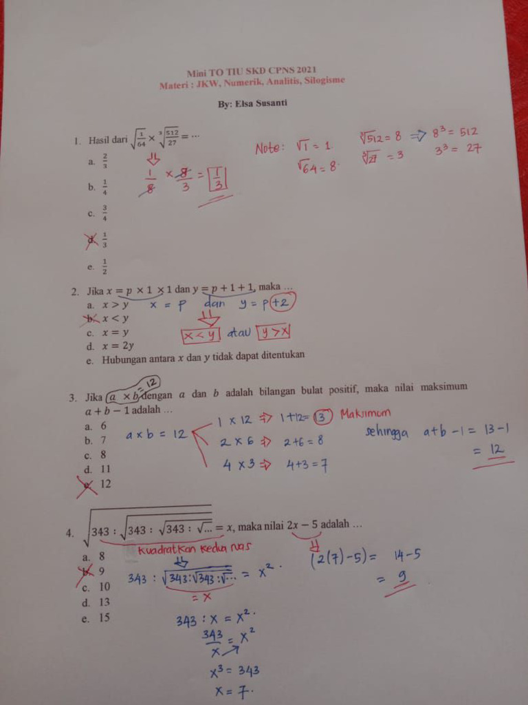 Pembahasan Mini TO TIU 24 Juni 2021 - Elsa | PDF