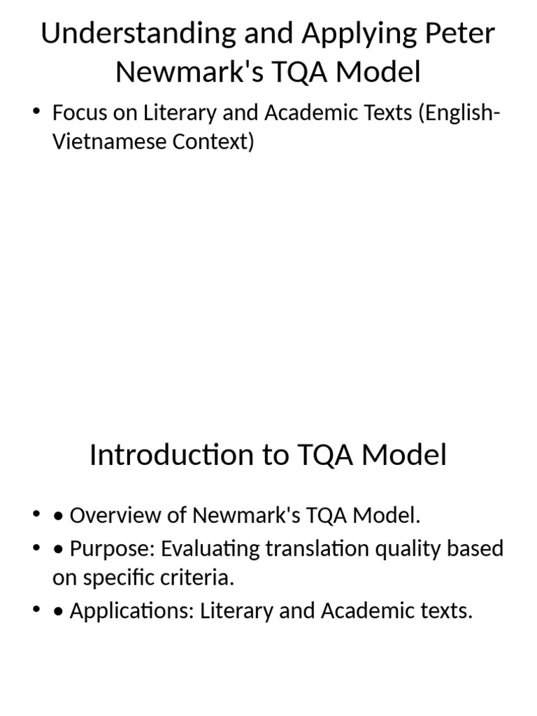 Newmark TQA Model Slides | PDF