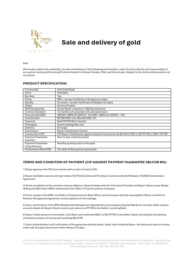 Gold Guinée | PDF | Letter Of Credit | Procurement
