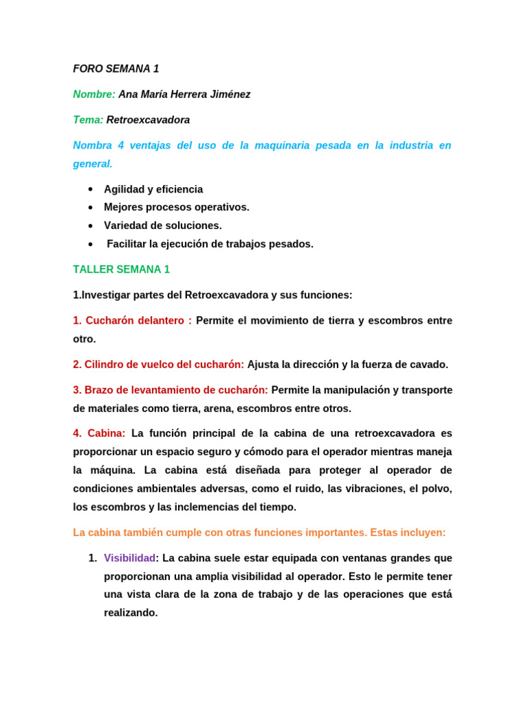 Taller Semana 1 Retrocargador Ana Maria Herrera | PDF | Eje | Agricultura