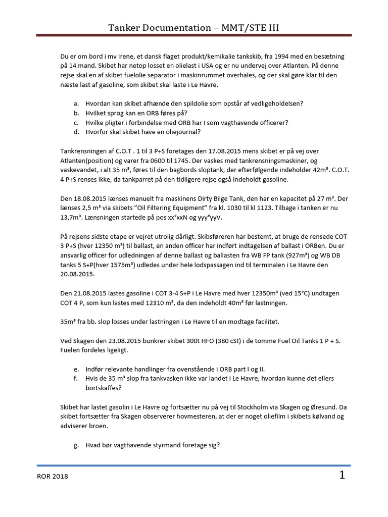 Tanker Documentation MMT + STE III | PDF