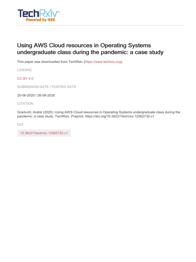 UsingAWSPandemic | PDF | Cloud Computing | Operating System