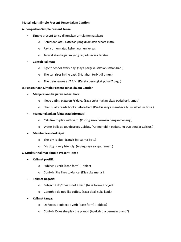 Materi Ajar Pertemuan Simple Present Tense | PDF