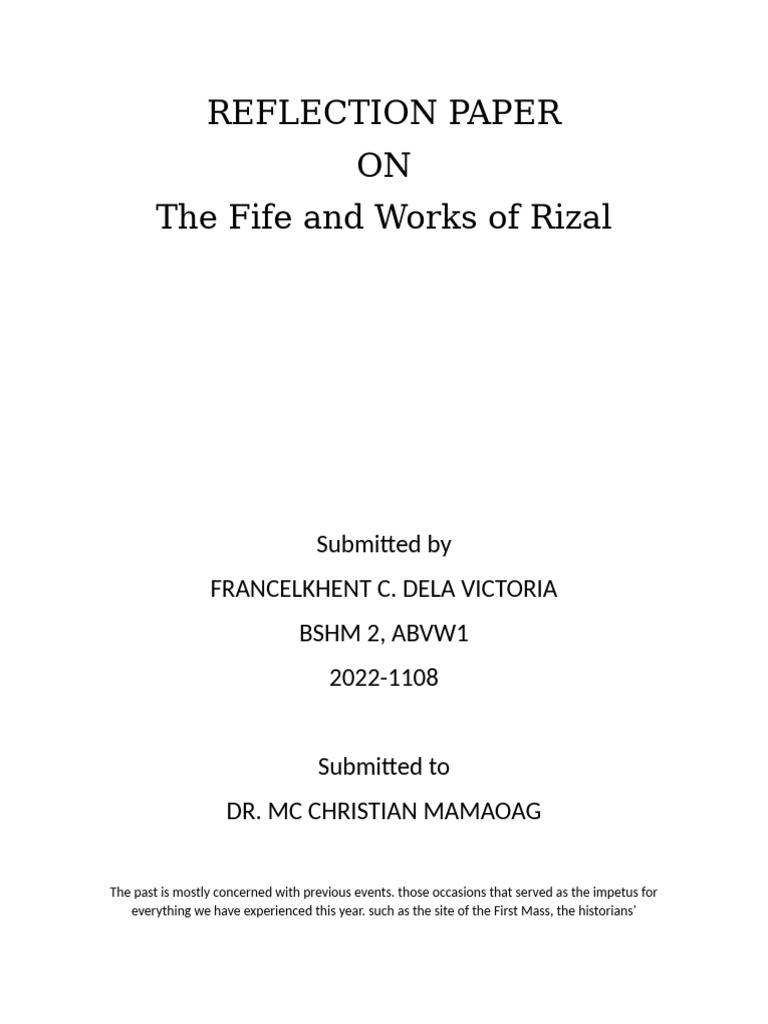 REFLECTION PAPER | PDF | Philippines