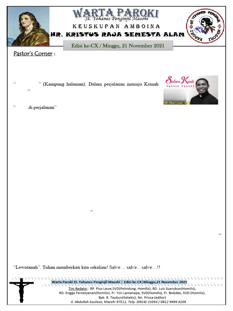 110. BULETIN PAROKI - HR KRISTUS RAJA SEMESTA ALAM | PDF