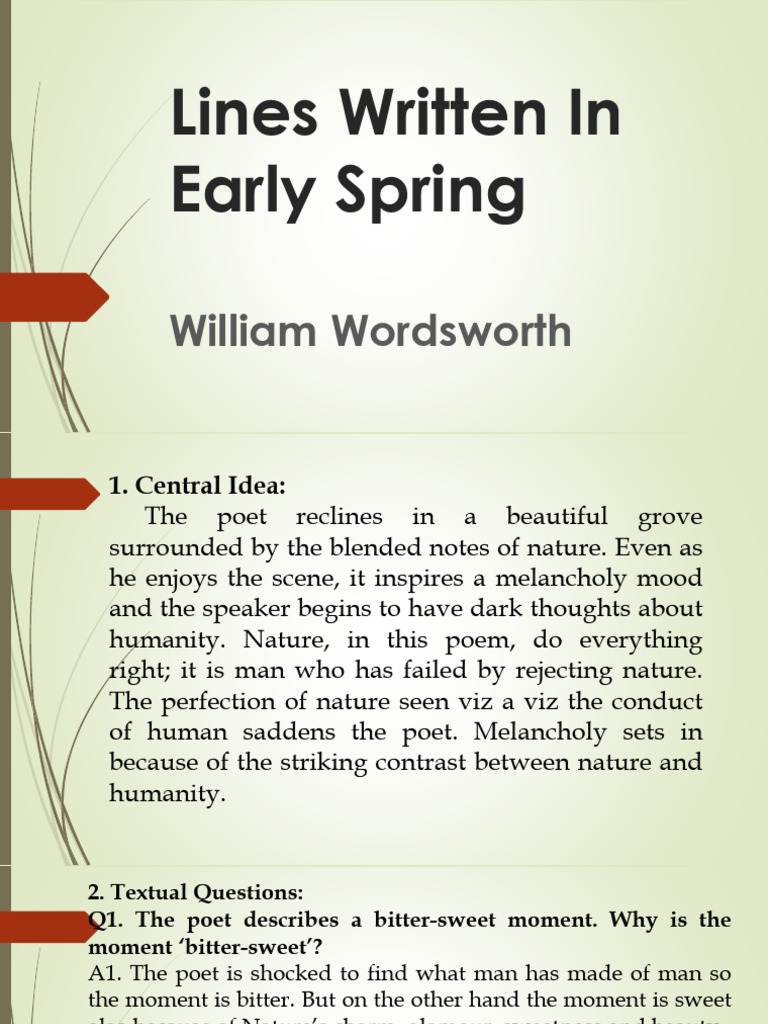 b1 Lines Written in Early Spring | PDF | Poetry