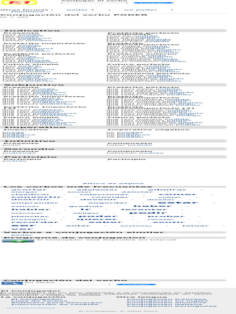 Verbo Poder - Conjugación en Español | PDF | Conjugación gramatical ...