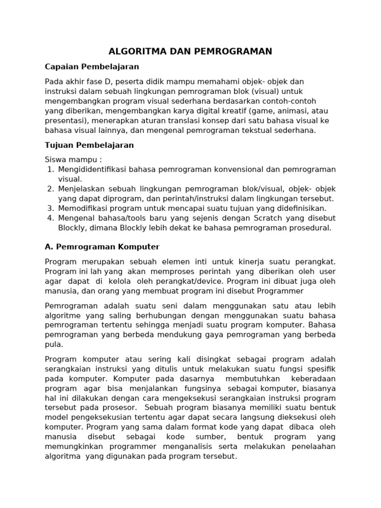 Algoritma Dan Pemrograman Kelas 9 GNP 23-24 | PDF