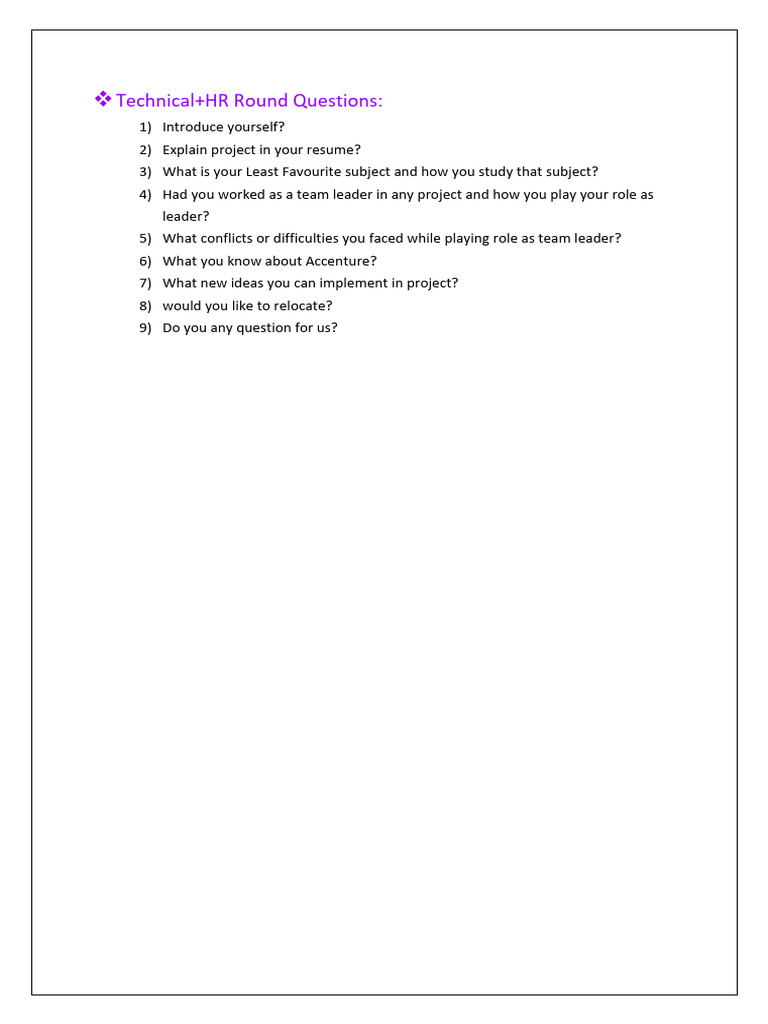 Accenture Questions Set 3 | PDF