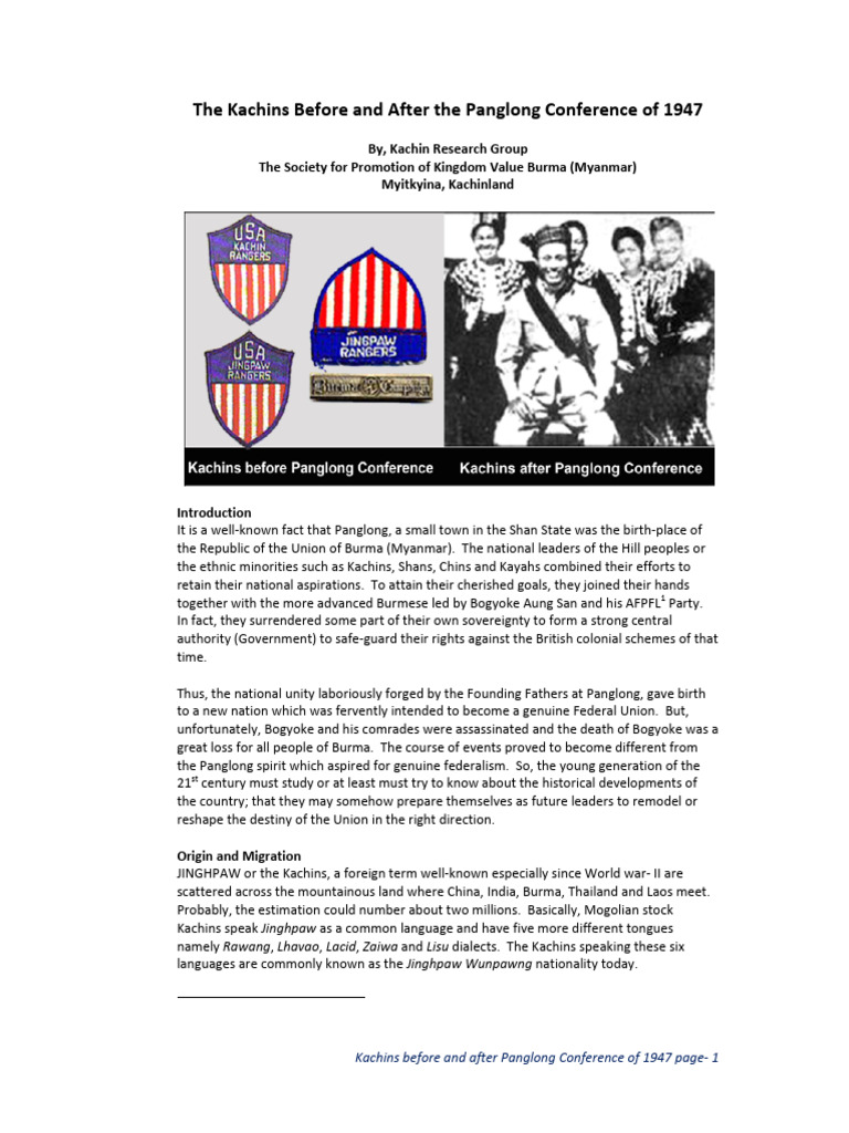 Kachins Before and After the Panglong Conference-1947 | PDF | Myanmar