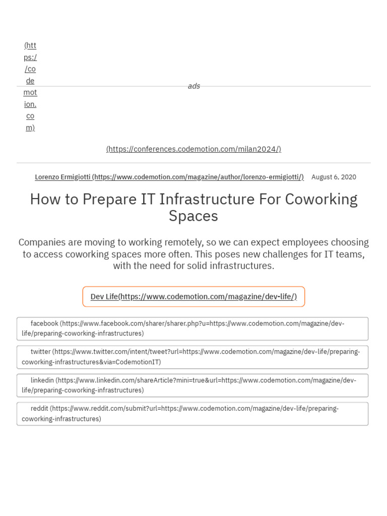 How To Prepare IT Infrastructure For Coworking Spaces - Codemotion | PDF | Computer Security ...