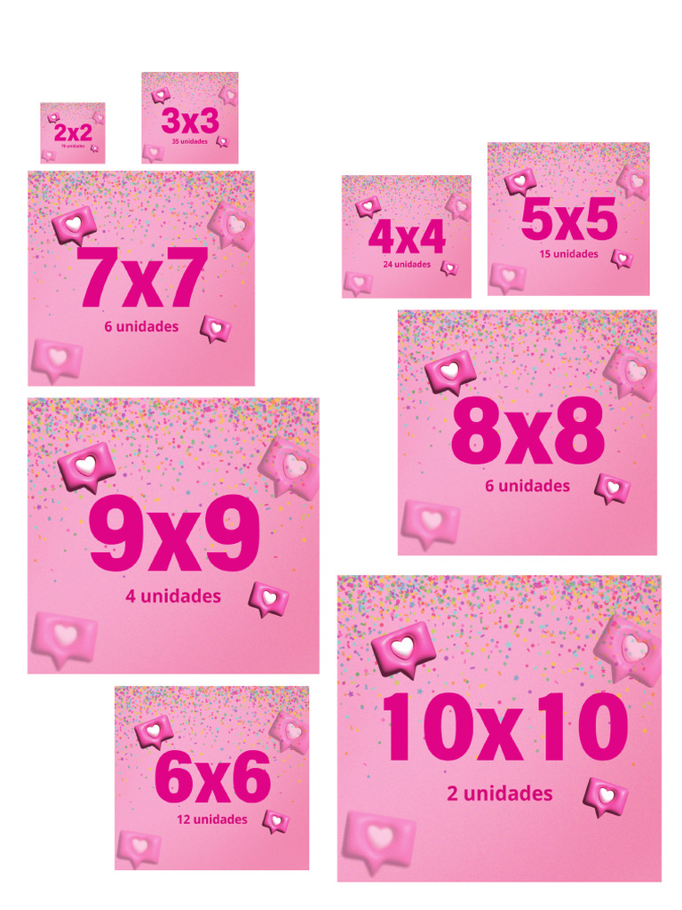 MOLDES TAMANHOS QUADRADO | PDF