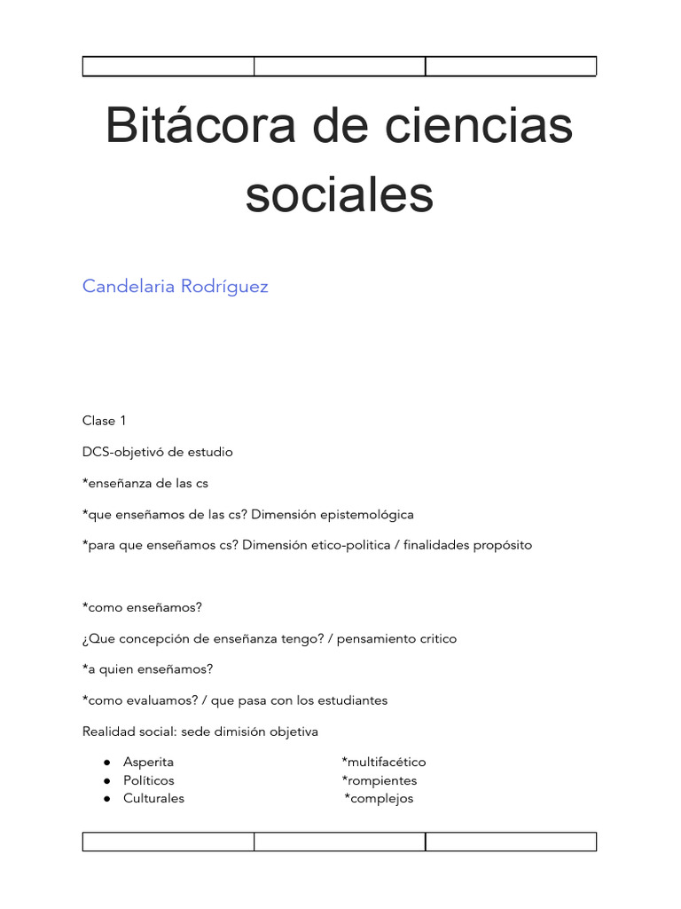 Bitácora de Ciencias Sociales.docx | PDF | Naturaleza | Evaluación