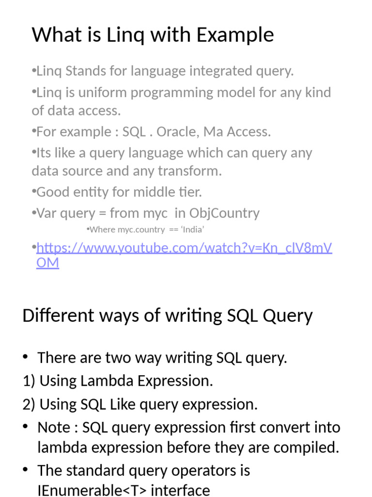Linq Question and Answer | PDF | Language Integrated Query | Computer Programming