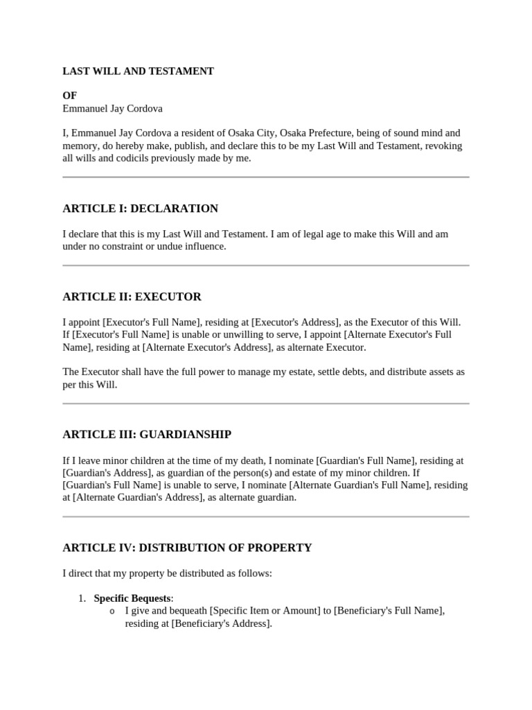 Last Will and Testament | PDF | Will And Testament | Seal (Emblem)