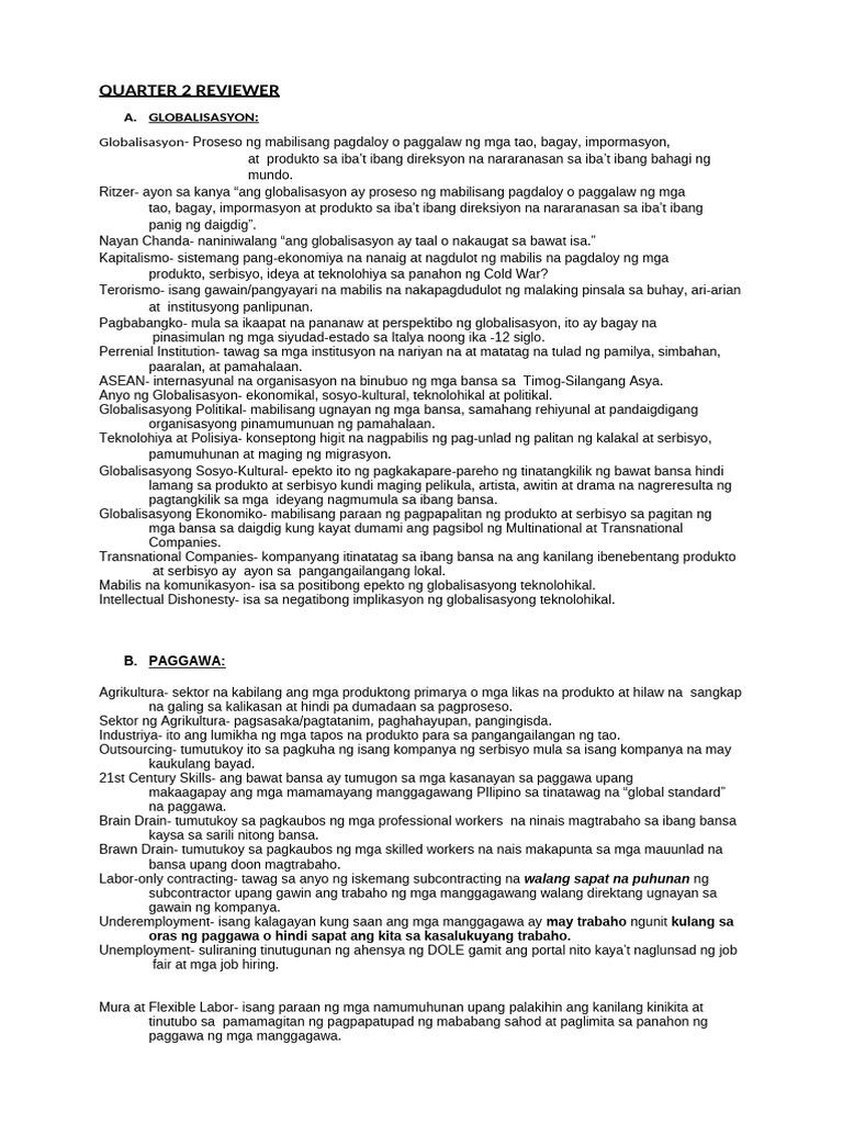 Quarter 2 Reviewer | PDF