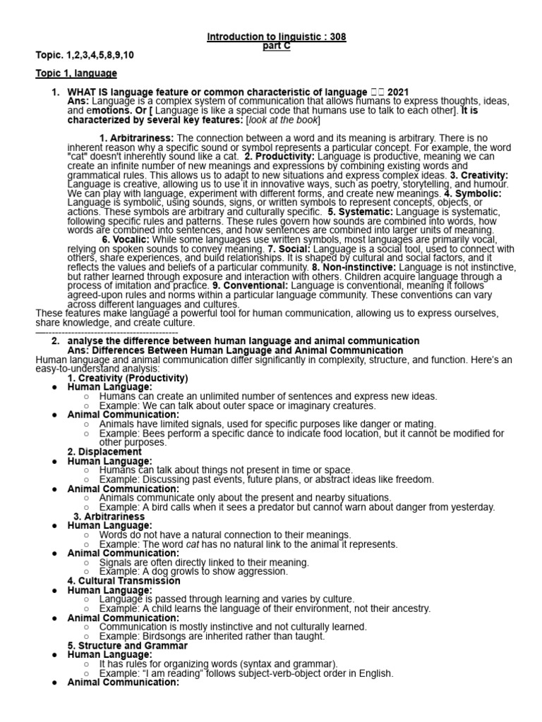 308 Introduction To Linguistics | PDF | Linguistics | Consonant