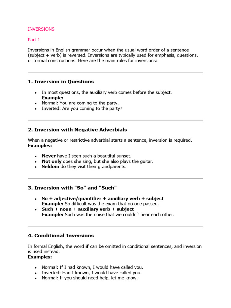 INVERSIONS | PDF | Verb | Semantic Units