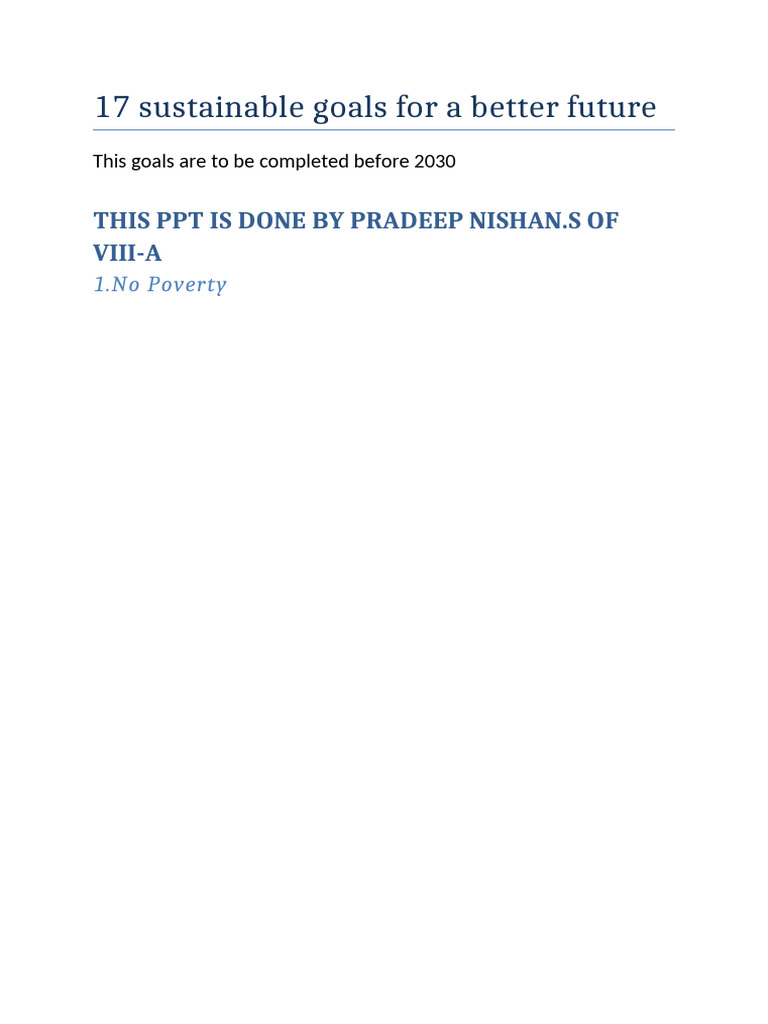 17 Sustainable Development Goals Explained | PDF | Climate Change ...