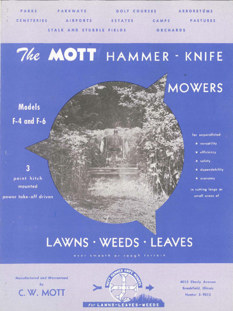 Mott Hammer-Knife Mower - Model F-4 and F-6 | PDF