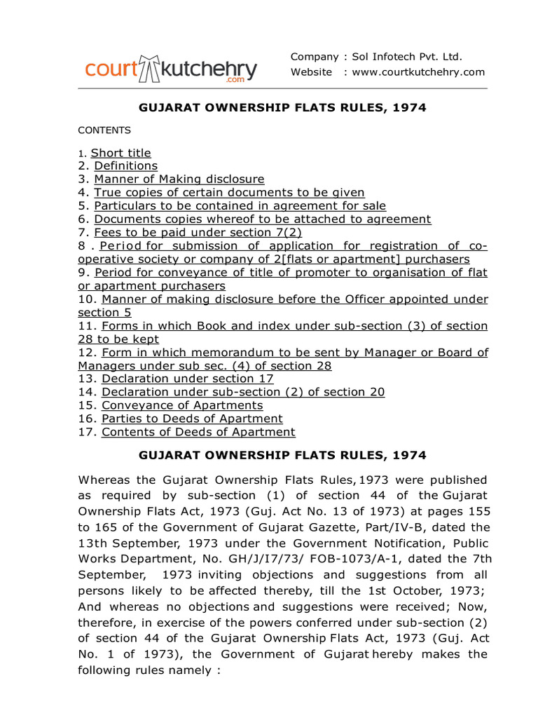 Gujarat Ownership Flats Rules | PDF | Discovery (Law) | Deed