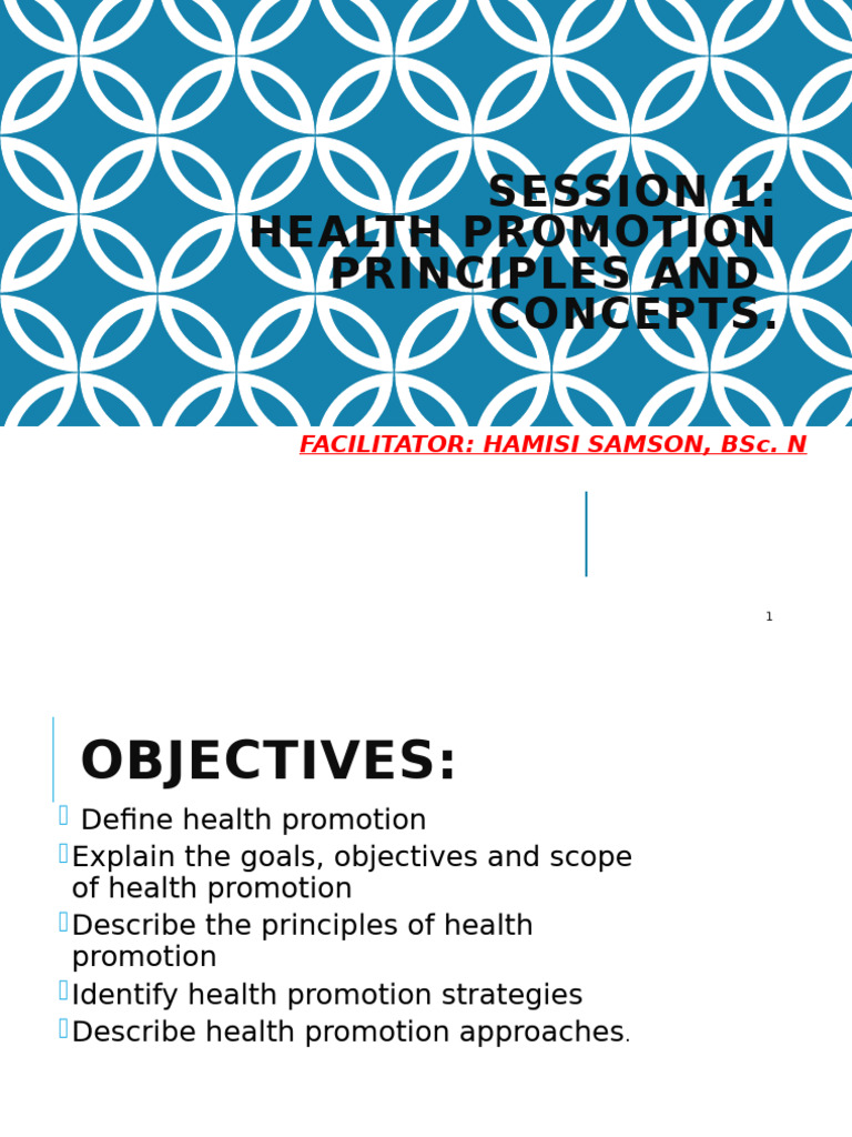 Session 01.introduction To Health Promotion | PDF | Health Promotion | Preventive Healthcare