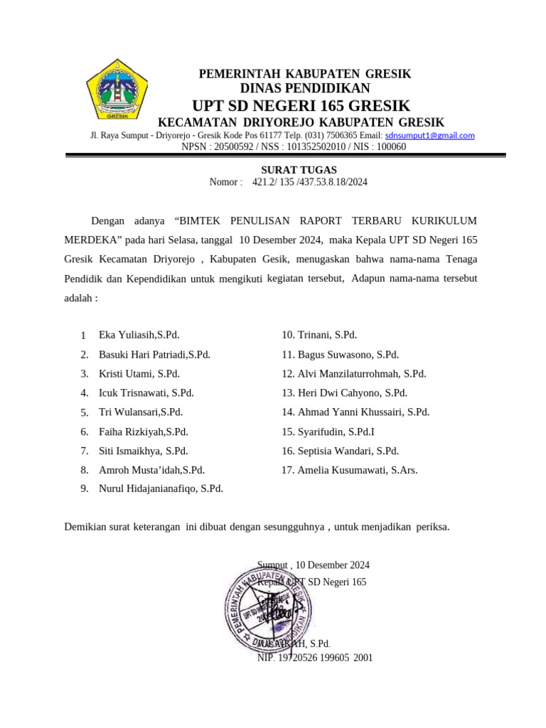 Surat Tugas HGN | PDF