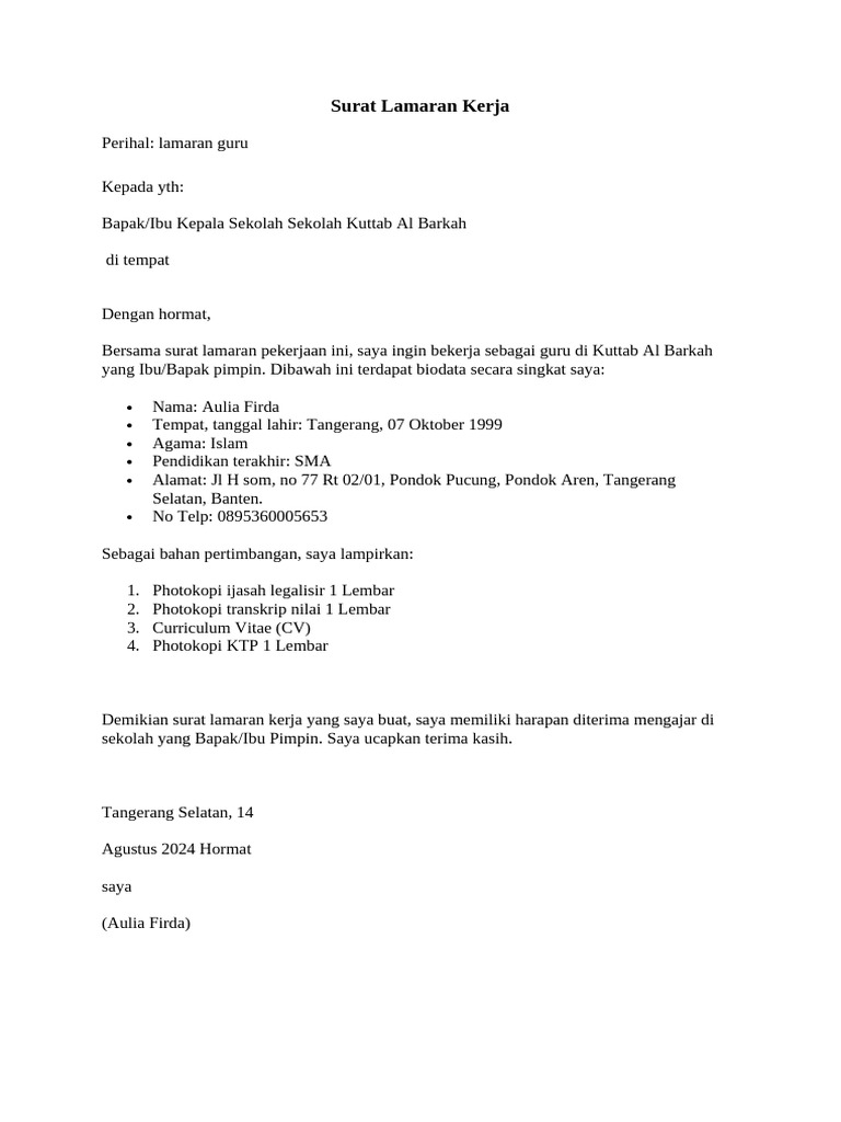 Surat Lamaran | PDF