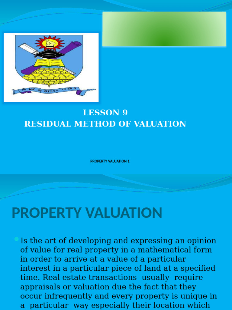 Lesson 9 Residual Method | PDF | Real Estate Appraisal | Financial ...