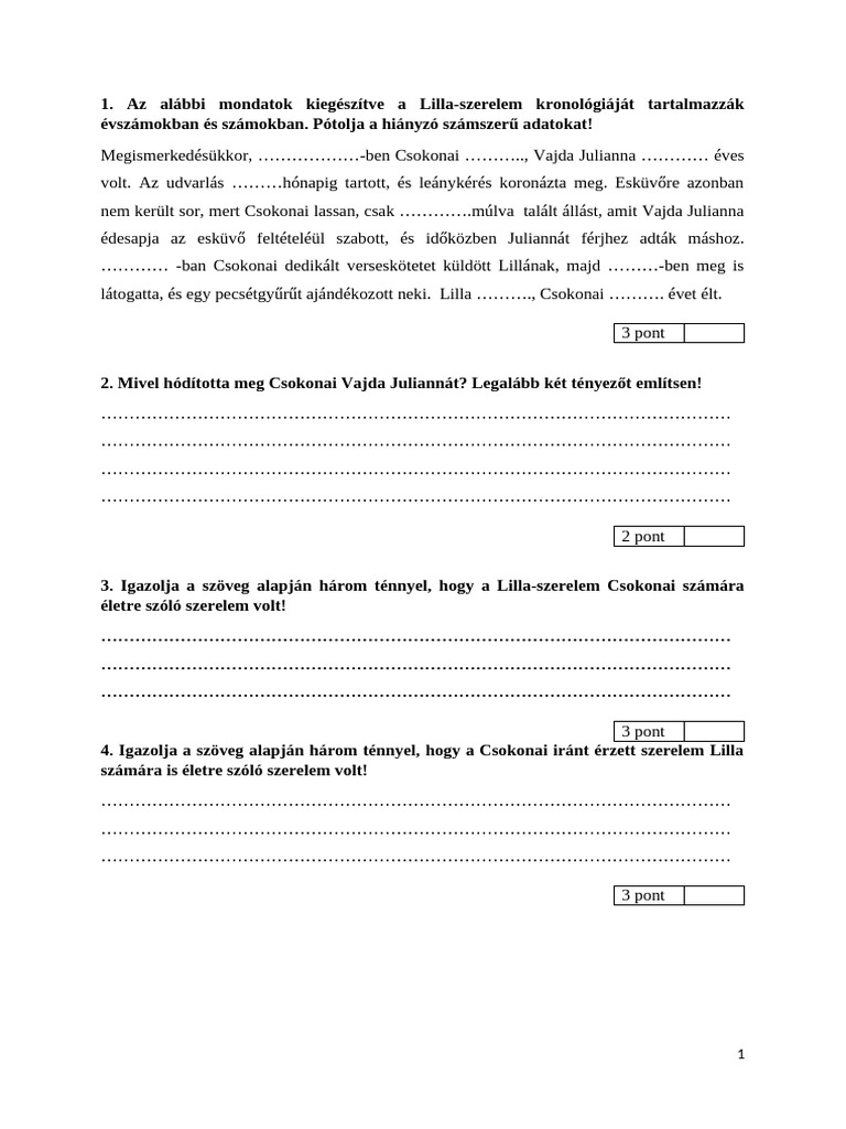 Szövegértés Feladatlap | PDF