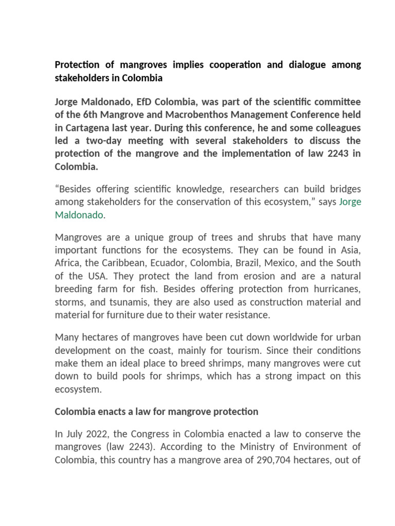 Colombia's Law 2243 for Mangrove Protection | PDF | Mangrove ...