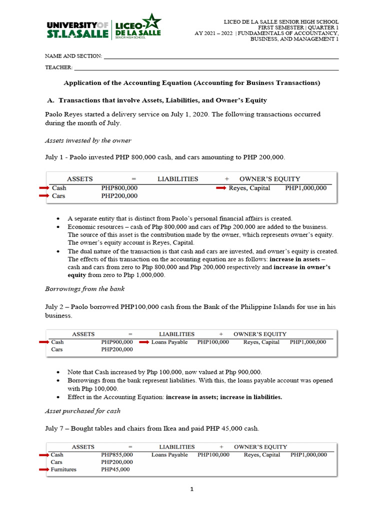 Accounting Equation Applications | PDF | Equity (Finance) | Expense