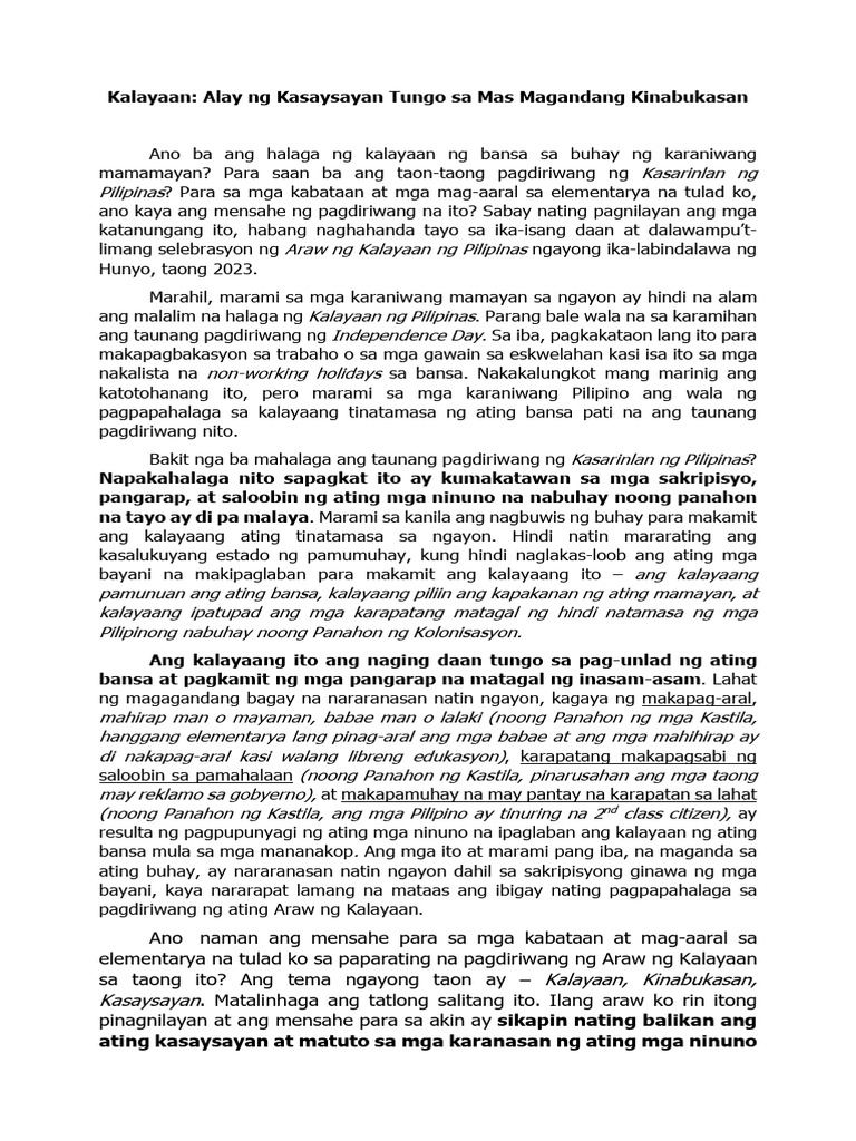 Kalayaan - alay sa Bayan | PDF