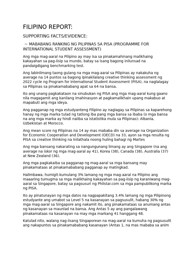 Filipino Report | PDF