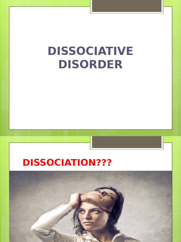 Dissociative Disorder | PDF | Dissociation (Psychology) | Psychological ...