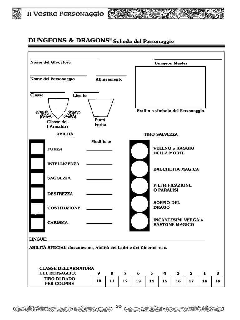 scheda personaggio | PDF